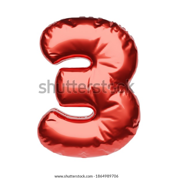 Number 3 Made Red Inflatable Balloon Stock Illustration 1864989706