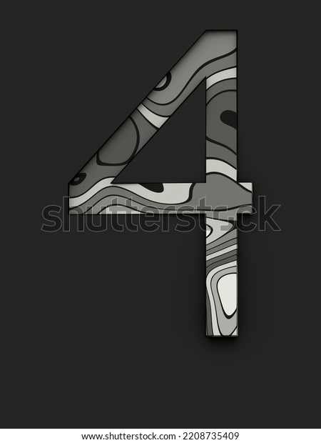 Number 4 Abstract Texture Grayscale Cut Stock Illustration 2208735409 ...
