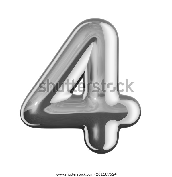 Number 4 Round Reflection Chrome Alphabet Stock Illustration 261189524 ...