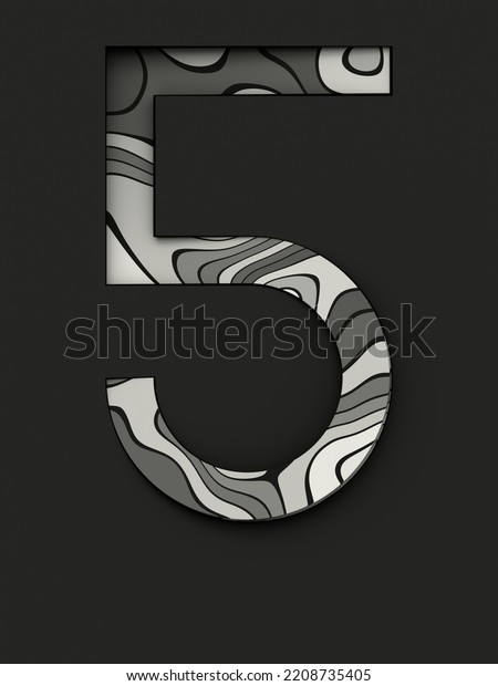 Number 5 Abstract Texture Grayscale Cut Stock Illustration 2208735405 ...