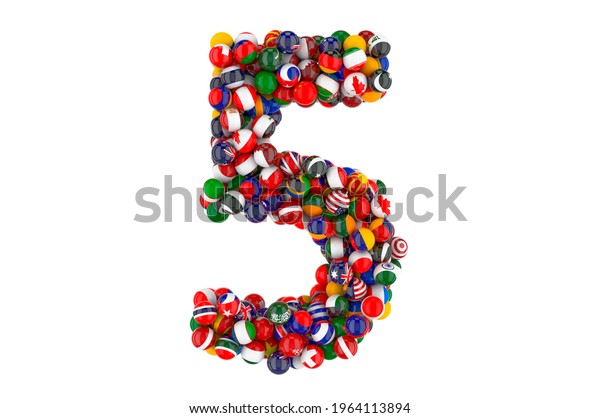 Number 5 Flags Different Countries 3d Stock Illustration 1964113894 ...