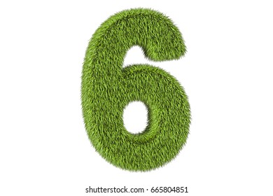 Number 6 Grass 3d Rendering Isolated Stock Illustration 665804851 ...