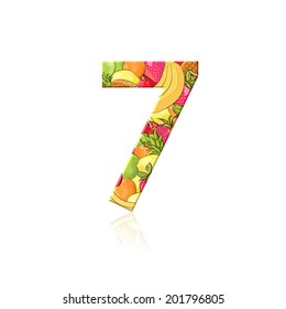 Number 7 Fruit Effect Over White Stock Illustration 201796805 ...