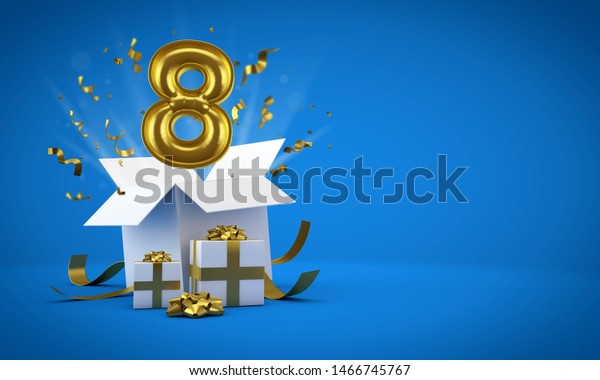 Number 8 Exploding Birthday Present Gift Stock Illustration 1466745767 ...