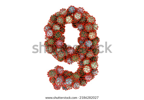 Number 9 Viruses 3d Rendering Isolated Stock Illustration 2186282027 ...