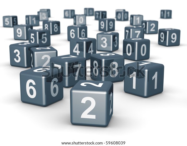 Number Cube Dice Placing Randomly 3d Stock Illustration 59608039 ...