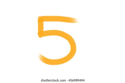 Five Hand Painted Yellow Watercolor Numbers Stock Illustration ...