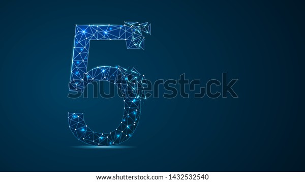 Number Five 2d Low Poly Abstract Stock Illustration 1432532540 ...