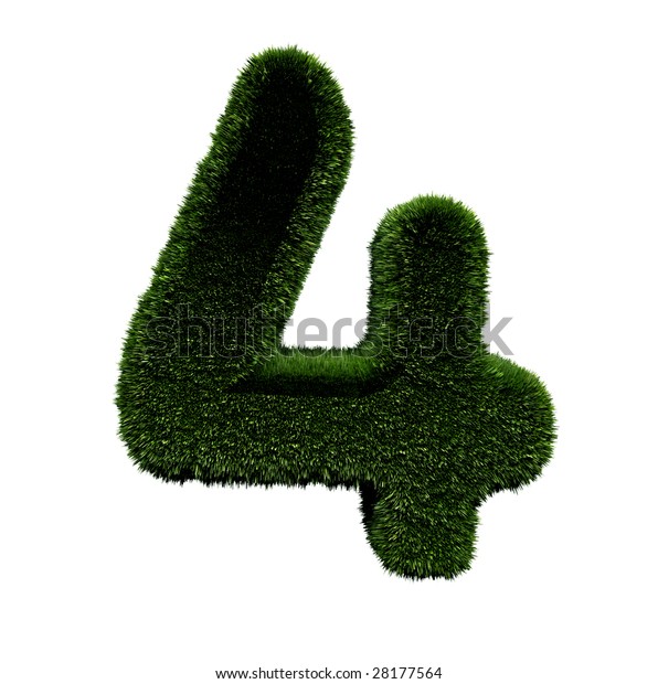Number Four Grass Texture Isolated Over Stock Illustration 28177564