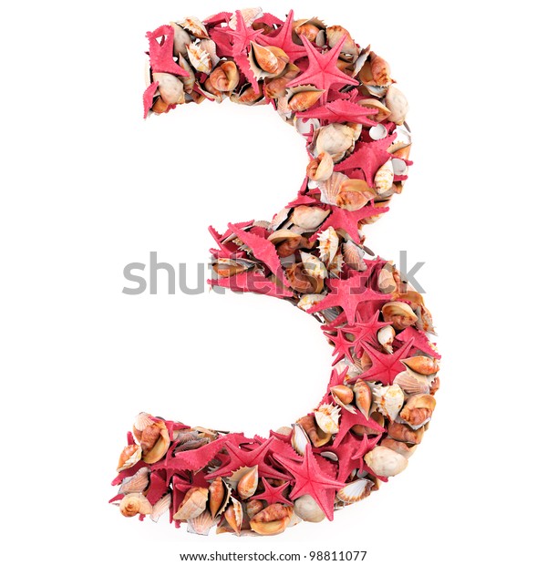 Number Three Made Seashells Isolated On Stock Illustration 98811077 ...