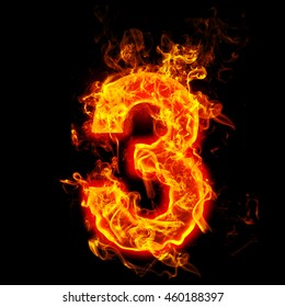 Number Three Text On Fire Black Stock Illustration 460188397 | Shutterstock