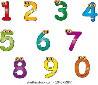 Vector Cartoon Funny Numbers Handdrawing Style Stock Vector (Royalty ...
