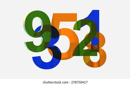 Colorful Numbers Mess Against White Background Stock Illustration ...