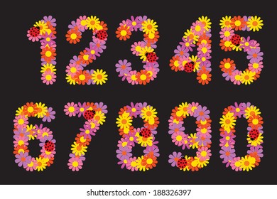 Numbers Flowers Set Stock Illustration 188326397 | Shutterstock