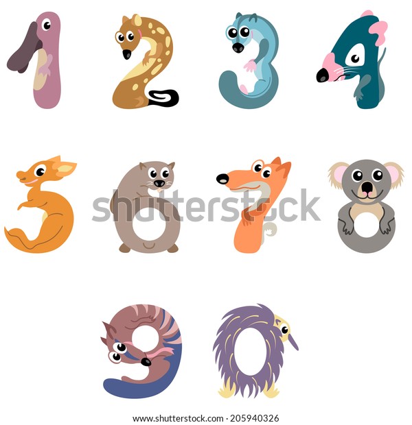 Numbers Like Australian Animals Solid Fill Stock Illustration 205940326 ...