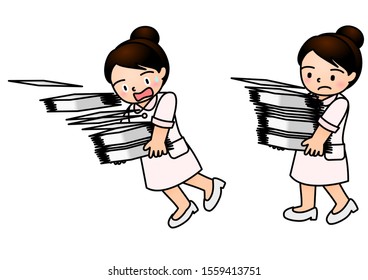 Nurse Carrying Documents Falling Nurse Stock Illustration 1559413751 ...