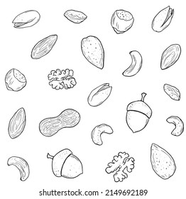 Nuts Line Art Pattern Cartoon Illustration Stock Illustration ...