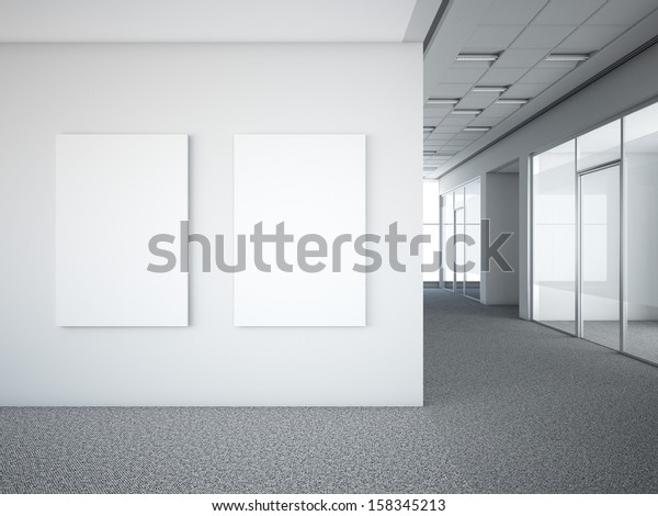 Office Interior Two White Frames Stock Illustration 158345213