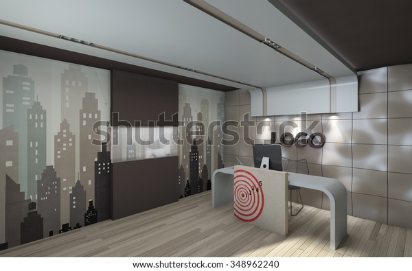 Office Lobby 3d Rendering Stock Illustration 348962240
