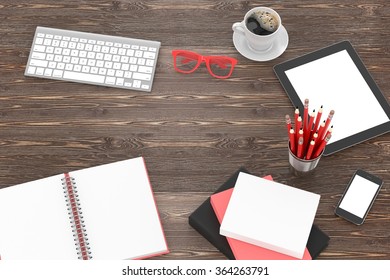 Office Stuff On Table Workplace Top Stock Illustration 364263791 ...