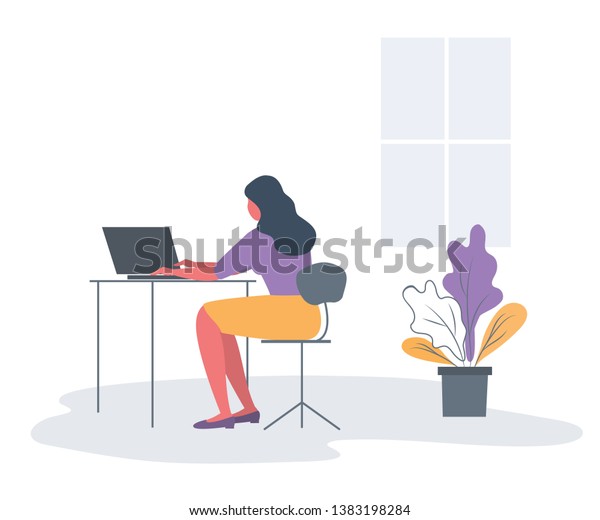 Office Worker Workplace Back View Young Stock Illustration 1383198284 ...