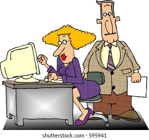 Stock vektor „Funny Cartoon Woman Bad Coworkers Office“ (bez autorských ...