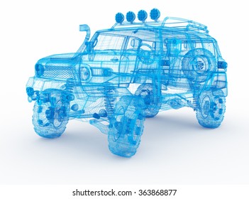 Offroad Car Design Wireframe Model Stock Illustration 363868877 ...