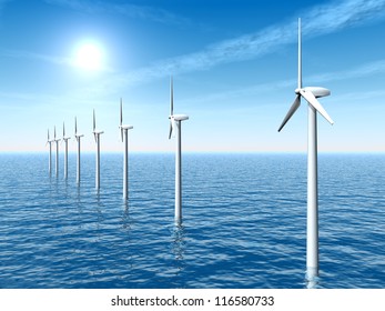 Offshore Wind Farm Computer Generated 3d Stock Illustration 116580733 ...