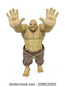 Ogre Beasty Blocking Attack 3d Illustration Stock Illustration ...