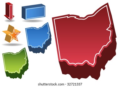 Vektor Stok Ohio Vector Logo Map Ohio (Tanpa Royalti) 1040971639 ...