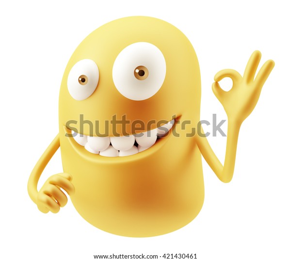 Ok Emoticon Face 3d Rendering Stock Illustration 421430461