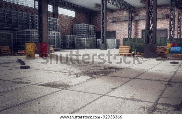 Old Abandoned Warehouse Background Stock Illustration 92938366
