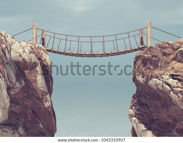 Old Bridge Over Between Two Big 库存插图 1043310907 | Shutterstock