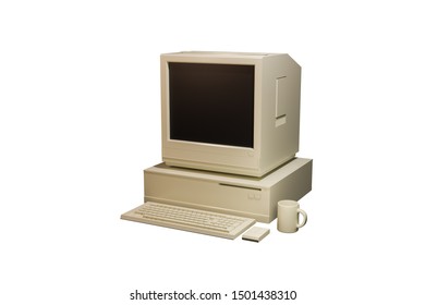 Old Computer Isolated On White Background Stock Illustration 1501438310 ...