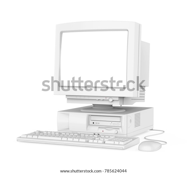 Old Desktop Computer Blank White Screen Stock Illustration 785624044 ...