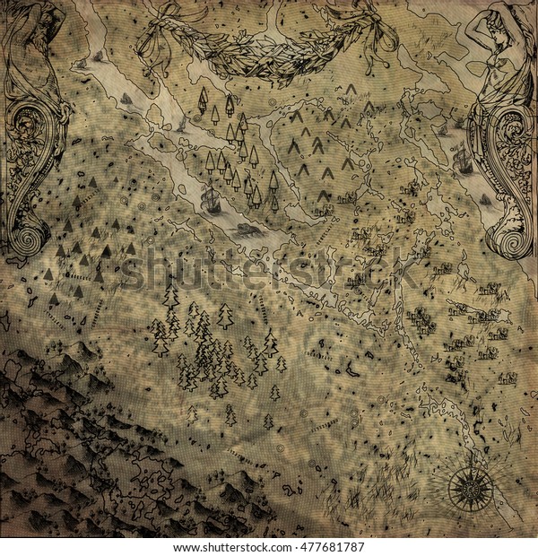 Old Fantasy Map Stock Illustration 477681787 | Shutterstock