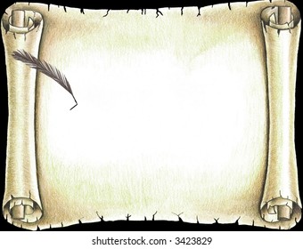Old Fashioned Blank Parchment Scroll Feather Stock Illustration 3423829 ...