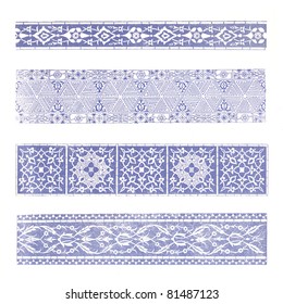 Traditional Seamless Bandhani Blue Border Stock Illustration 1119461327
