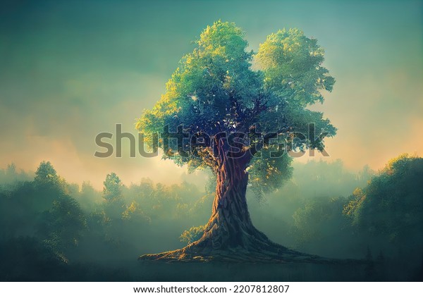 Old Magic Tree Roots Forest Digital Stock Illustration 2207812807 ...