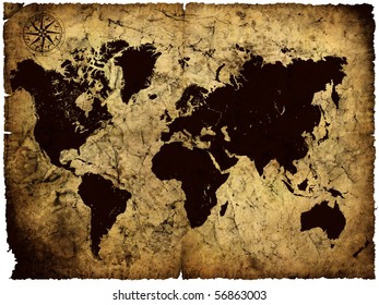 Old Manuscript World Map Stock Vector (Royalty Free) 56863000 ...