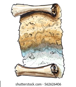 Old Map Scroll Fantasy Games Drawing Stock Illustration 562626406 ...
