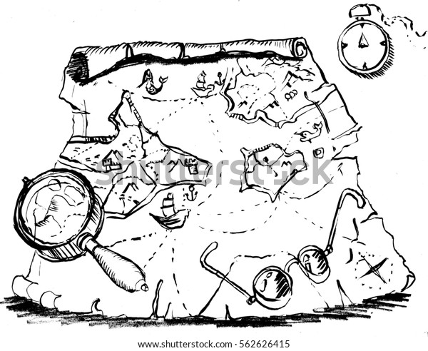 Old Map Scroll Fantasy Games Drawing Stock Illustration 562626415 ...