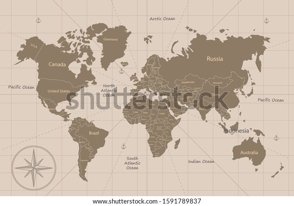 Old Map World Illustration Stock Illustration 1591789837 | Shutterstock