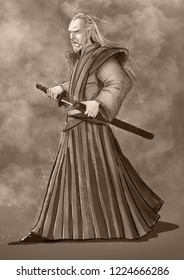 Old Master Samurai Stock Illustration 1224666286 | Shutterstock