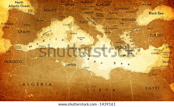 Old Mediterranean Map Stock Illustration 1439161