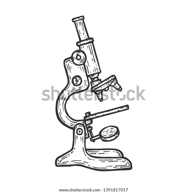 Old Microscope Sketch Engraving Raster Illustration Stock Illustration ...