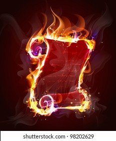 Old Parchment Scroll Flames Vector Illustratio Stock Illustration ...