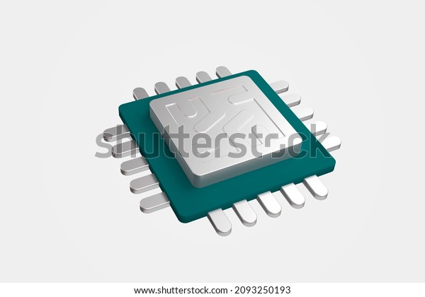 Old Processor Cpu 3d Illustration Microelectronics Stock Illustration ...