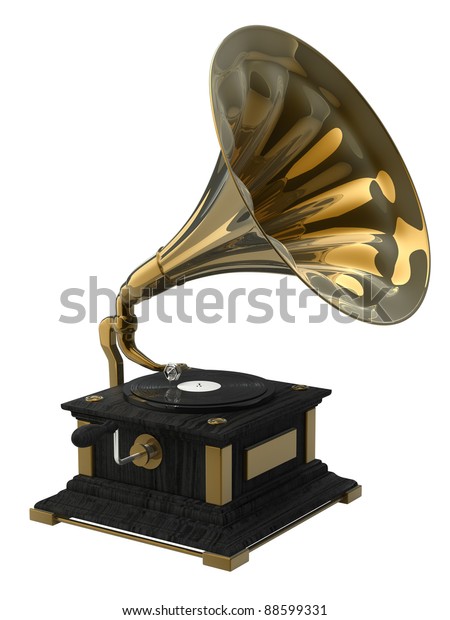 Old Record Player Over White Background Stock Illustration 88599331