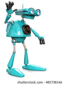 Old Robot Waving Bye Byeside View Stock Illustration 485738146